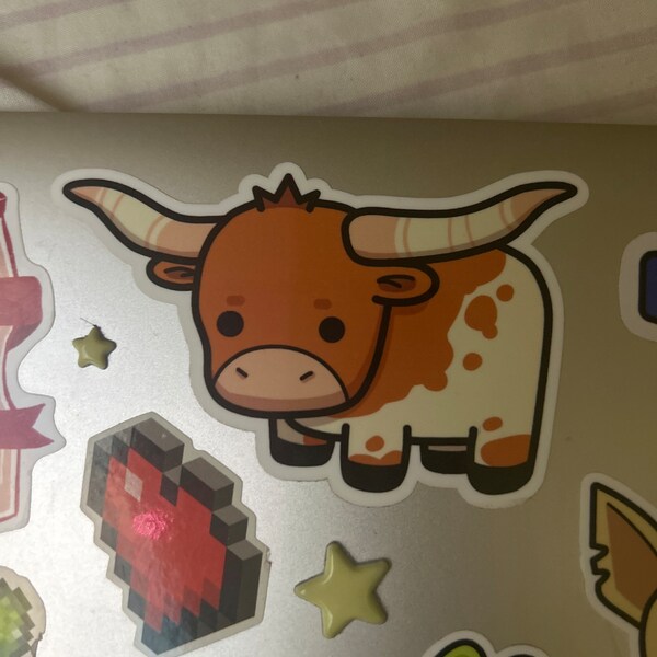 Waving Deerfish Cute Sticker - Waterproof Laminated Kawaii Glossy ...