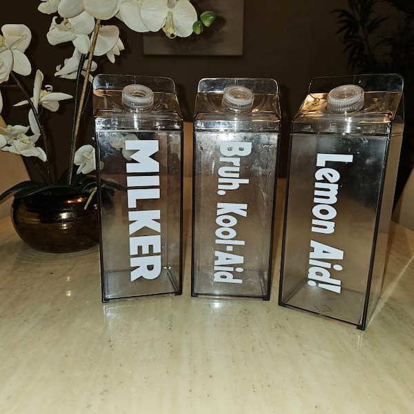 Personalized 34 Oz Milk Carton, Clear Plastic Milk Box, Leakproof ...