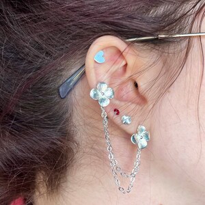FREE SHIP Dangly Silver Spikes Ear Cuff Set Ear Cuff, Chain Earrings ...