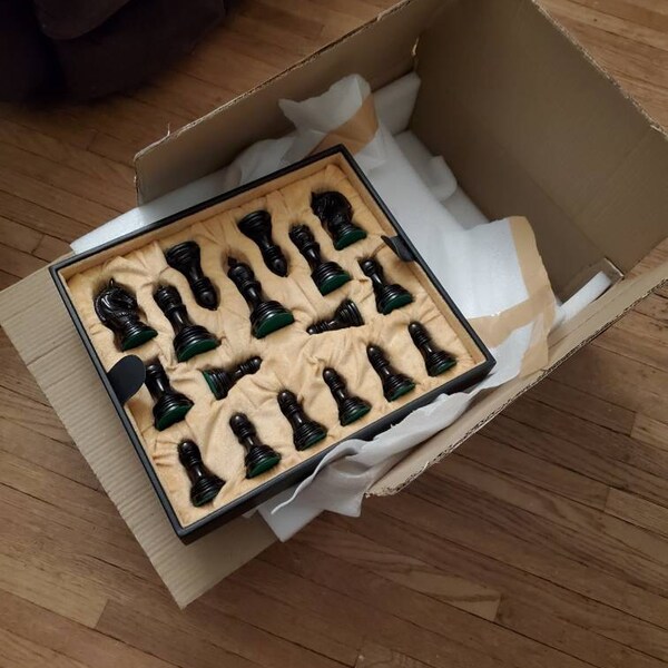 Chess Set Storage Box Leatherette Coffer With Double Tray Fixed Slots ...