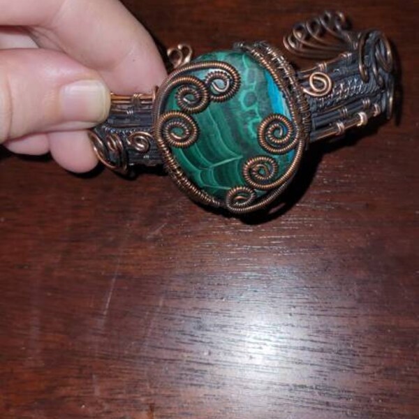 Copper Wire Wrapped Cuff Men Bracelet Wire Wrap Bangle Adjustable ...