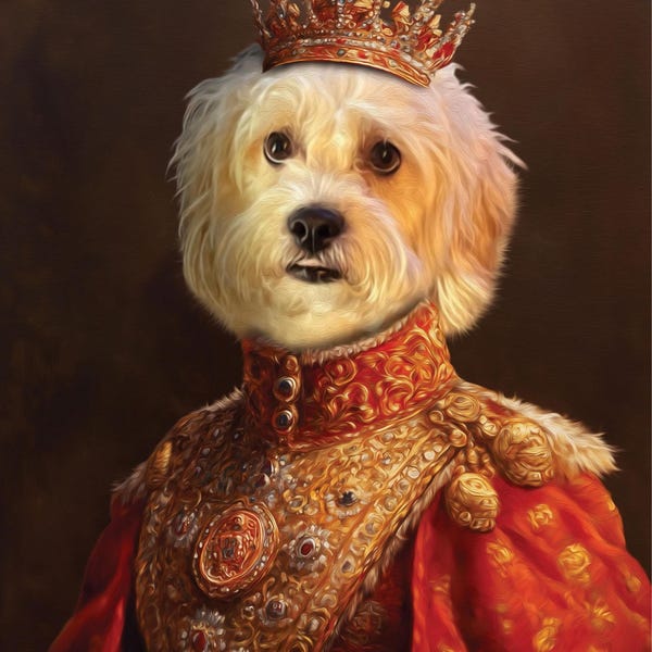 Custom Dog Portrait, King Queen Pet Art, Personalized Pet Gift ...
