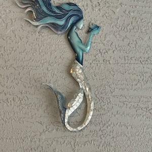 COASTAL Hanging Metal Mermaid . Hangers on Back. Includes Embellish ...