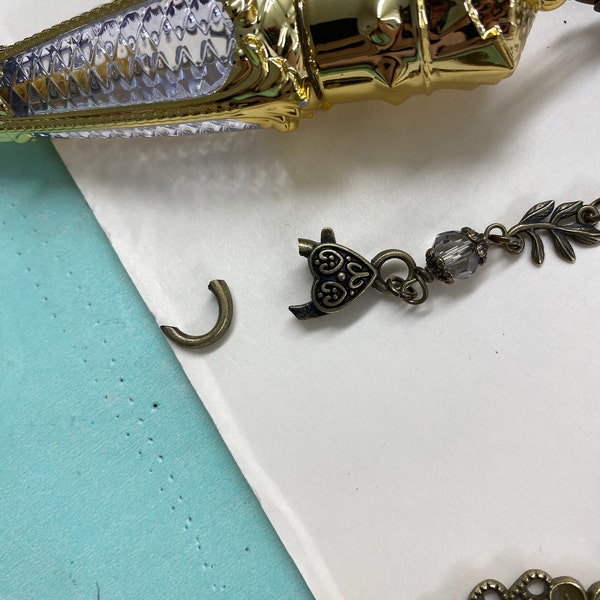 Bronze Victorian Crest Chatelaine With Waist Clip 5 Chains and Hooks ...