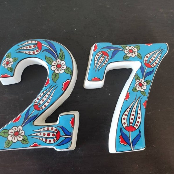 Ceramic House Numbers for Door – Handmade Turkish Ceramic Tile, No ...