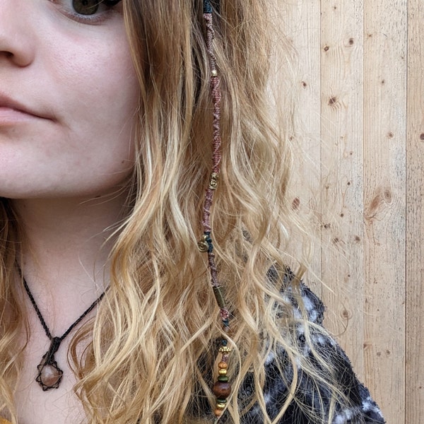 Handmade Macrame Hair Wrap · Dark Green, Brown Boho Hair Accessory ...