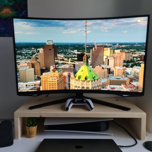 Westerton Rustic Hand Built Monitor Shelf Stand Reclaimed Riser Desk ...