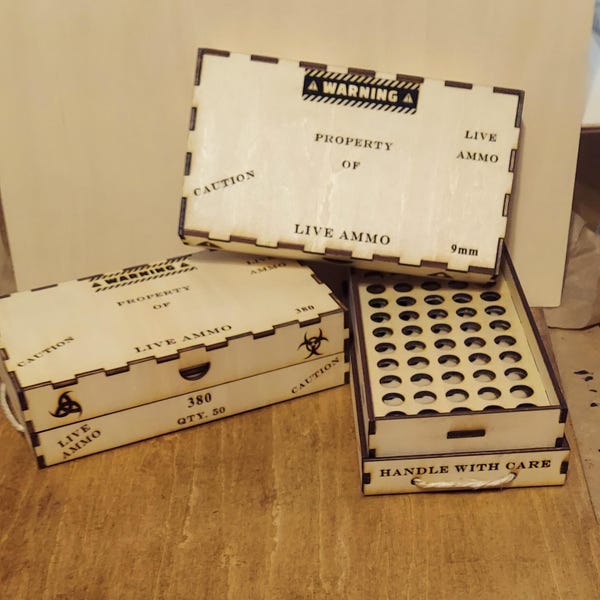 Set of 2 Ammo Crate Box SVG Files, 9mm Bullet Holder Box, 380 Ammo ...