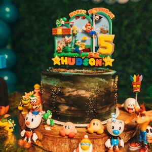 Custom Mario Bro Cake Topper, Birthday Cake Topper, Shaker and Lights ...