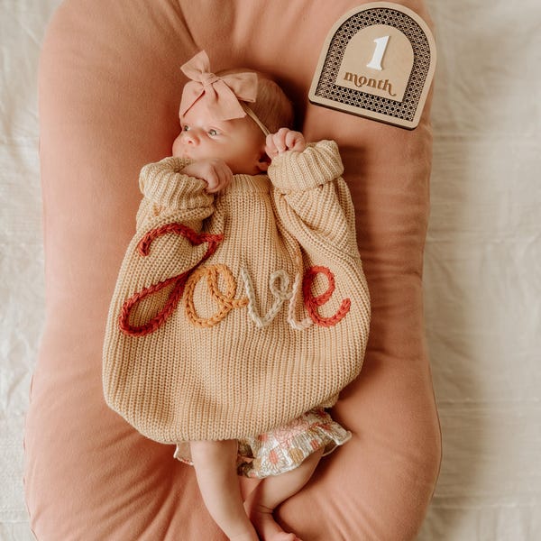 Hand Embroidered Sweater First Birthday Sweater,personalized Baby ...