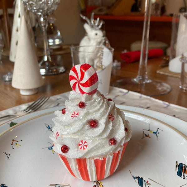 Fake Gingerbread Man Cupcake | Fake Christmas Cupcake | Fake Candy Cane ...