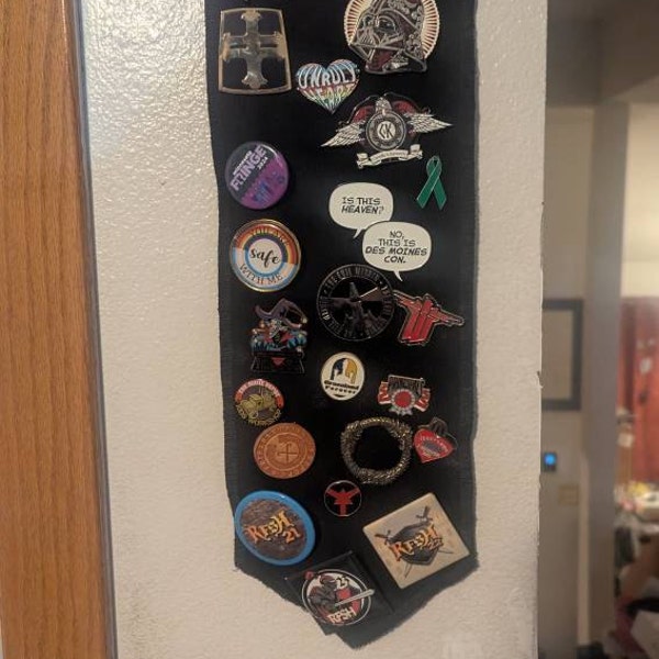 Patch Display, Hook and Loop Patch Holder, 10”x20” Patch and Enamel Pin ...