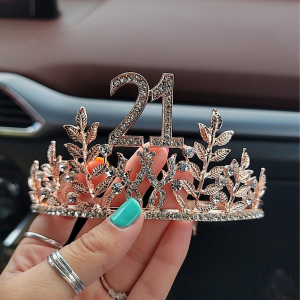 Rose Gold 21 Tiara, 21st Birthday Party Supplies and Accessories for ...