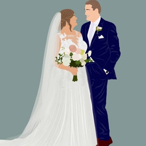 Faceless Wedding Portrait, Anniversary Gift, Custom Minimal ...
