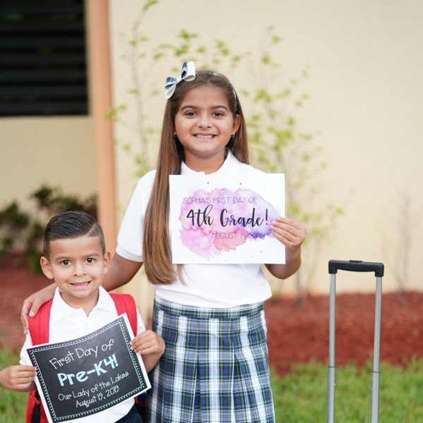 First Day of School Chalkboard Sign, Back to School Sign, Custom, Any ...