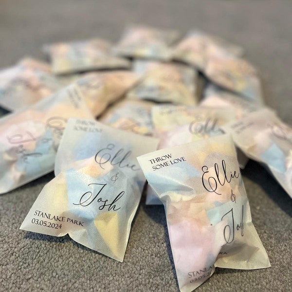 Wedding Confetti Bags - 100% Biodegradable Glassine Bags - Personalised ...