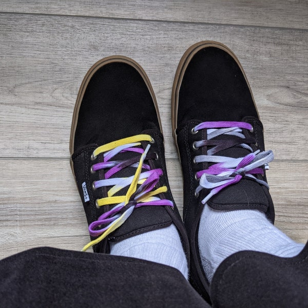 Nonbinary Pride Flag Tie Dye Cotton Shoelaces | Choice of Length and ...