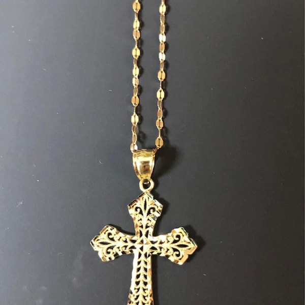 10k Solid Gold Cross Pendant Necklace: Religious Jewelry - Etsy