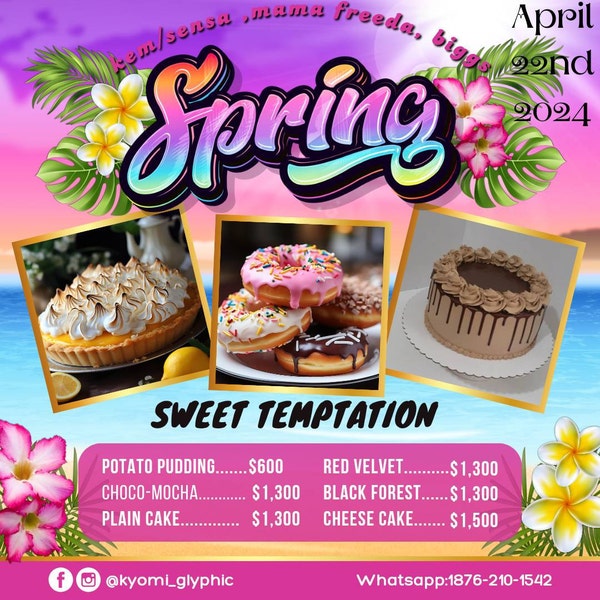 Spring Bake Sale Flyer, Bakery Flyer, Spring Sweet Treats Flyer, Spring ...