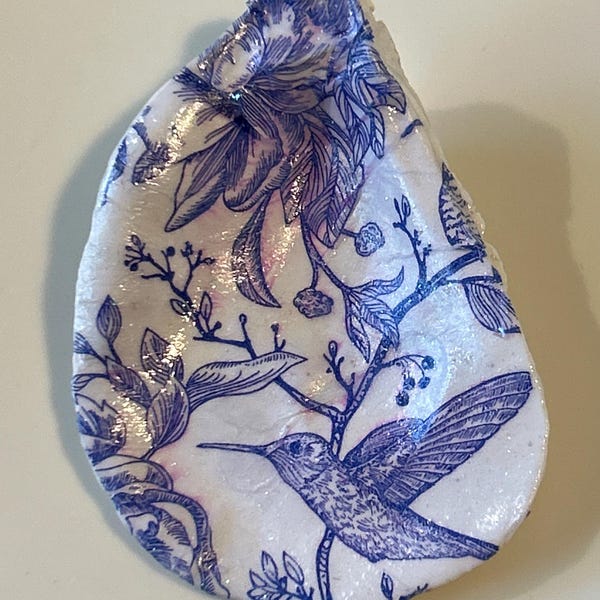 2 Decoupage Napkins - Blue White Hummingbird Bird Toile Floral Paper ...