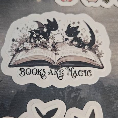 Books Are Magic Dragon Sticker Book Lover Sticker - Etsy