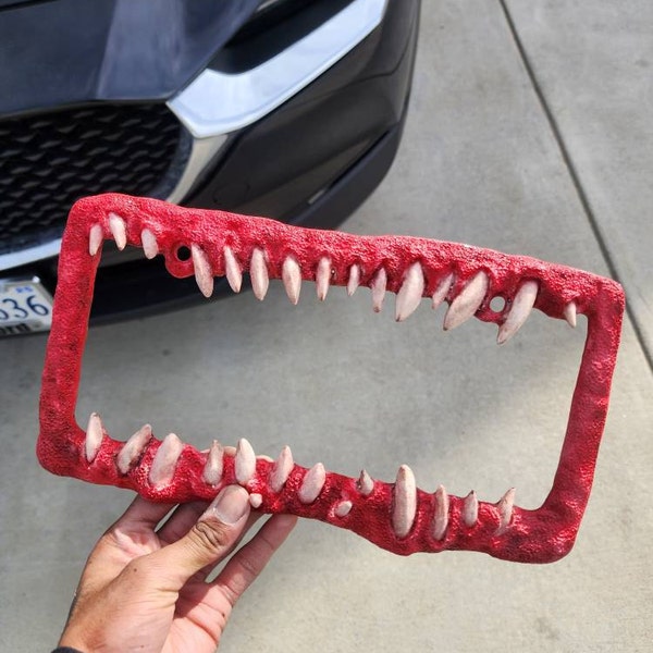 Creature Teeth Motorcycle License Plate Frame Anime Horror - Etsy