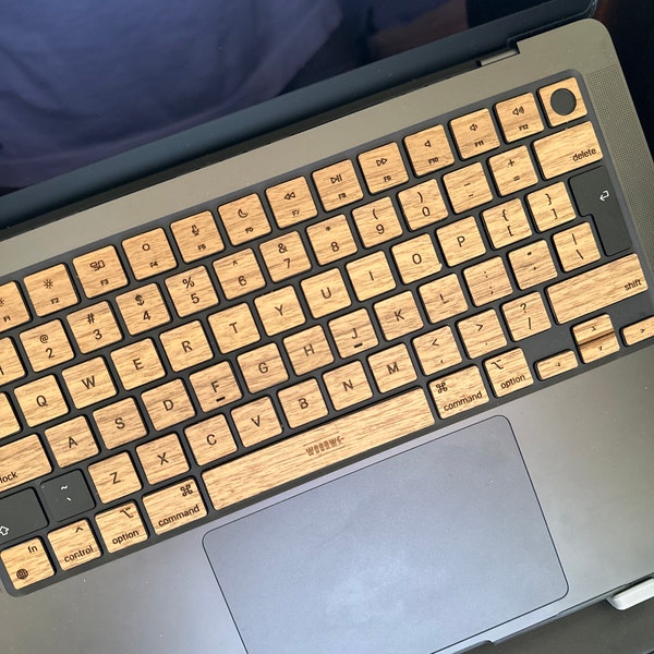 Walnut Wood MacBook Pro Keyboard Sticker, Mac Book Air Pro 13 15 Wooden ...