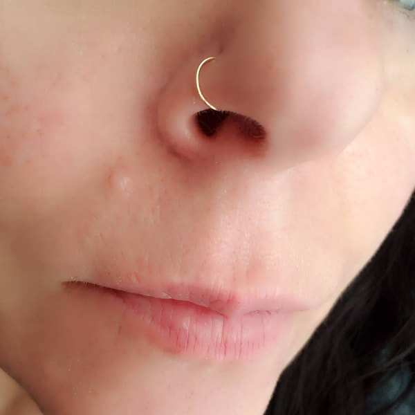 14k Solid Gold Nose Hoop, 6mm, 7mm, 8mm, 9mm 20g Hoop Snug Nose Ring ...