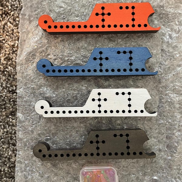 Nautical Themed 3 Track Cribbage Board With a Lighthouse and Ship on ...