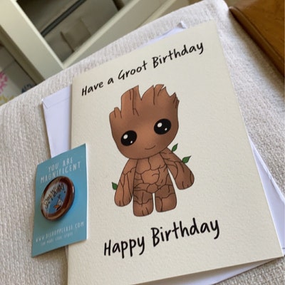 Have a Groot Birthday A5 Happy Birthday Greeting Card With White ...