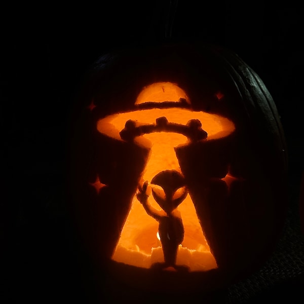 Alien Pumpkin Stencil, UFO Printable Stencil, Jack O' Lantern, Pumpkin ...