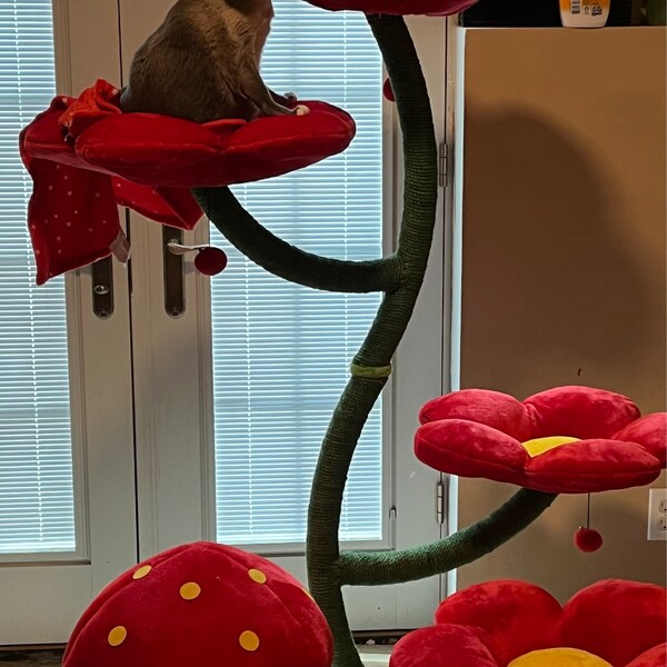 EDEN Wood Floral Cat Tree Tower, Wooden Cat Tower, Modern Cat Climbing ...