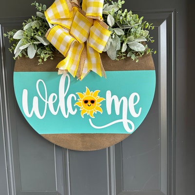Summer Front Door Decor Welcome Sign Sun Summer Door Hanger Summer ...