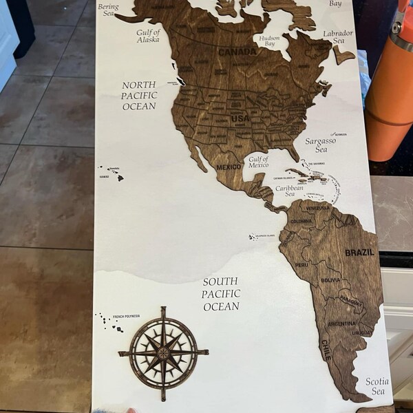 3 Panel World Map Wall Art Above Bed Decor, World Map Push Pin Travel ...