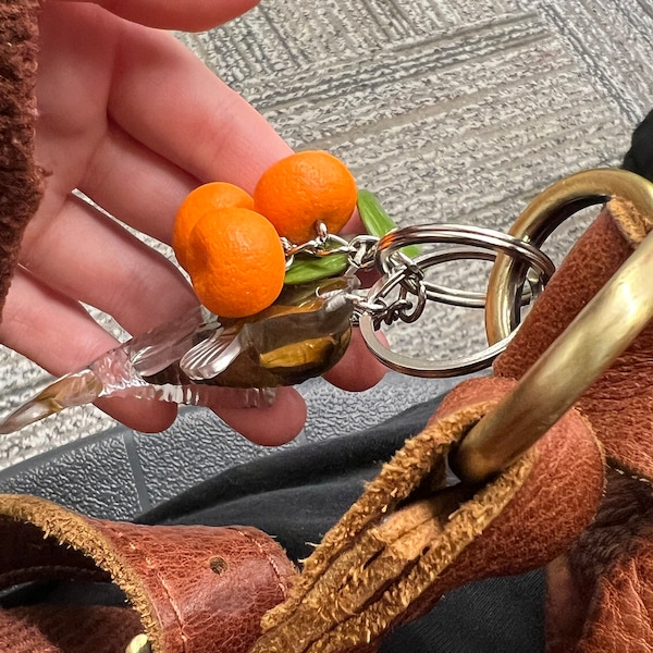 Mandarin Bag Charm From Polymer Clay Orange Fruit Keychain Cute Citrus ...