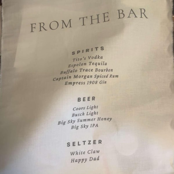Custom Linen Bar Menu Sign: Wedding, Shower, Events - Etsy