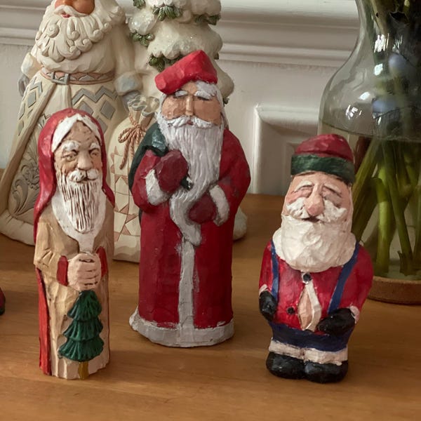 Signed Vintage Style 2007 Santa Figurine Hand Painted Plaster Cast From ...