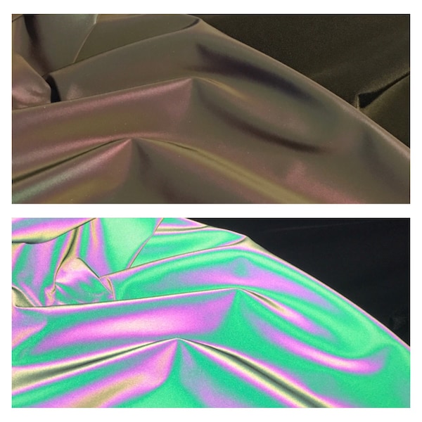 Iridescent Reflective STRETCH Fabric, Spandex, 4-way Stretch, High-vis ...