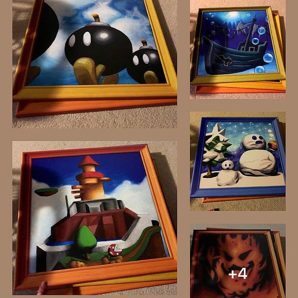 Super Mario 64 Gallery Set! ALL 10 Paintings From the Game! (canvas ...
