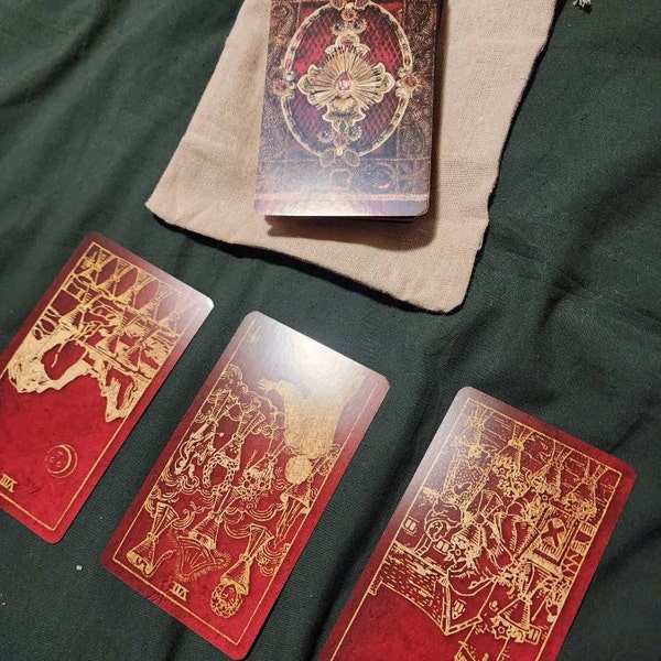 Tarot Deck, Red and Gold, Tarot Deck, Tarot Deck for Beginners, Unique ...