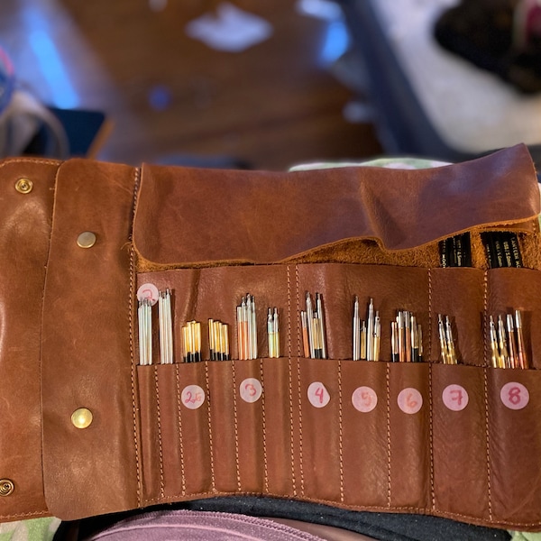 Brown Leather Needle Case, Best of Case for Interchangeable Needle Set ...