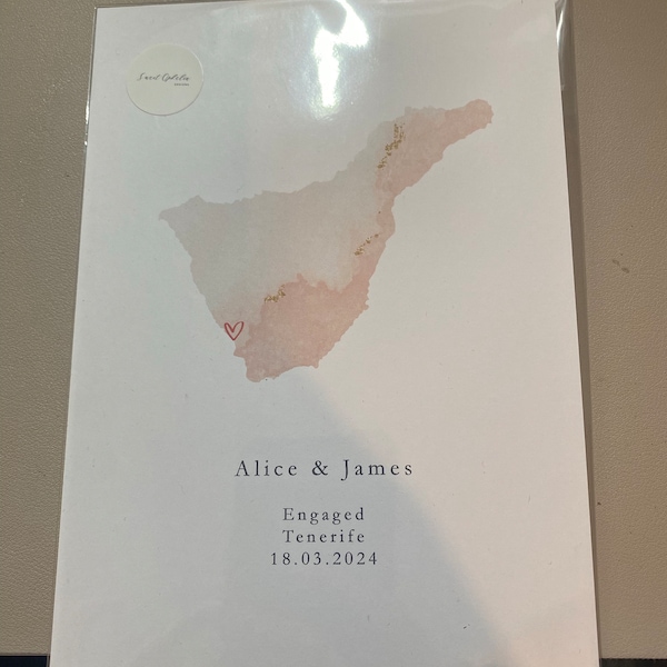 Personalised Engagement Map Print // Custom Wedding Gift, Anniversary ...