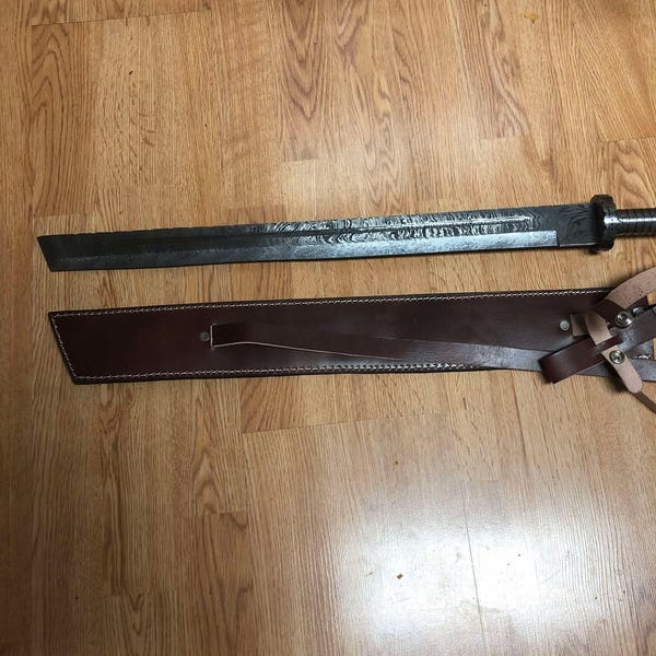 Custom Hand Forged Damascus Steel Blade Medieval Sword, 28" OA - Blood ...