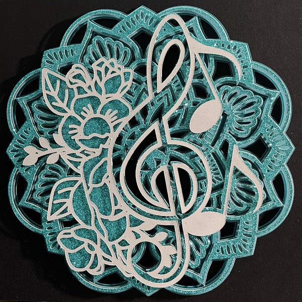 3D Layered Treble Clef Mandala SVG | 3D Layered Music Mandala SVG ...