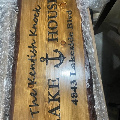 Address Sign Post, Custom Carved Wooden Sign With Sign Post, Home ...