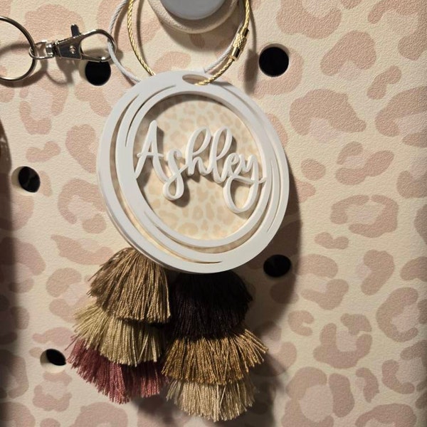Varsity Letter Keychain With Mini Ombre Tassel Initial Zipper Pull ...