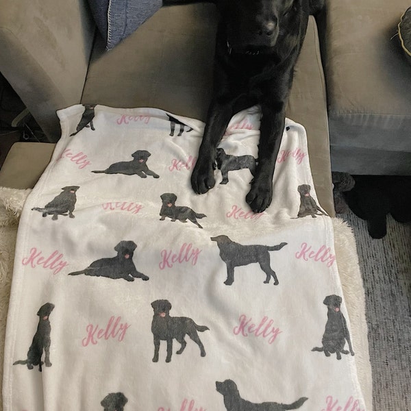 Labrador Retriever Blanket, Custom Name Lab Dog Blanket, Personalized ...