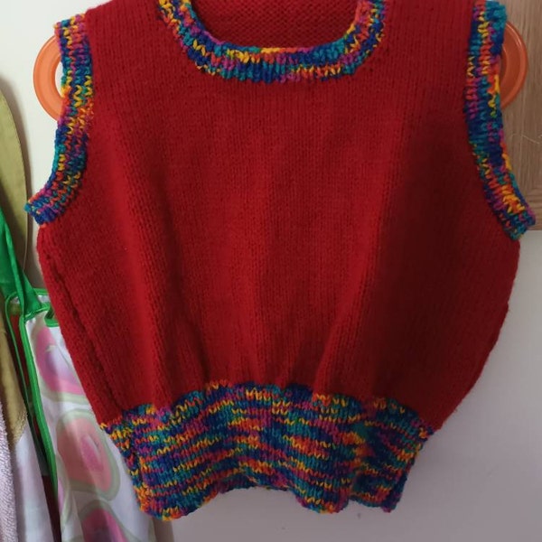 Childrens Tank Top Knitting Pattern Pdf Childrens Slipovers U Neck ...
