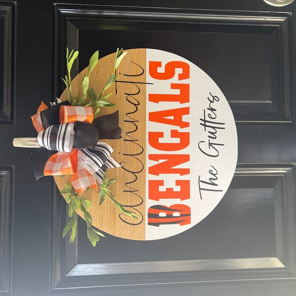 Cincinnati Bengals Door Hanger Front Door Decor Cincinnati Bengals Door ...