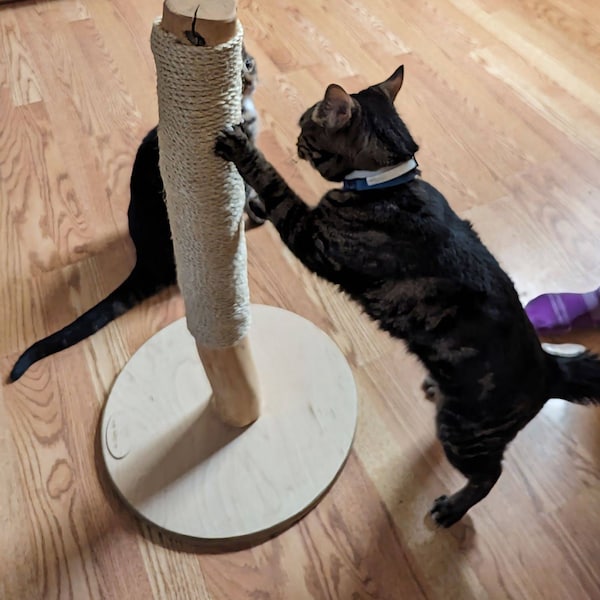 Natural, Handmade Custom Name Sisal Cat Scratching Post Condo With Fur Perch Sisal Toy Warm ...